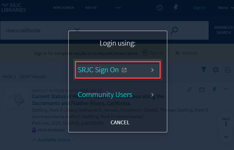 Smart Search Login Help | SRJC Libraries